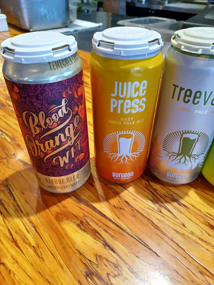 California craft beer heaven! These colorful cans aren't just pretty faces&mdash;they're the perfect companions to whatever seafood delight you've chosen.