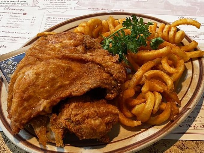 Golden fried chicken that's crispier than autumn leaves and twice as satisfying as childhood memories.