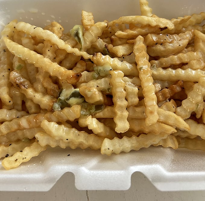 Crinkle-cut fries with just the right amount of seasoning. The ideal supporting actor in the blockbuster production that is a Stroud's meal.
