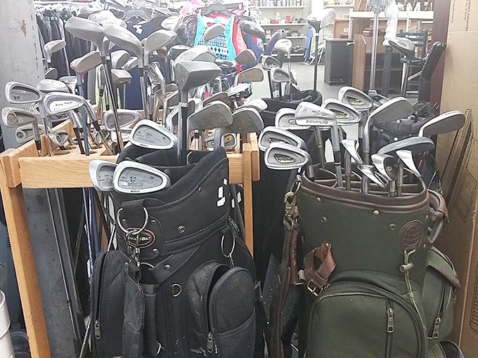 Golf clubs galore! Because why pay country club prices when you can look like a pro for the cost of a bucket of range balls?