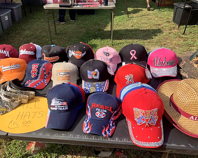 Headwear heaven! From Bama pride to Titans loyalty, these caps tell stories of allegiances, adventures, and that fishing trip where the big one got away.