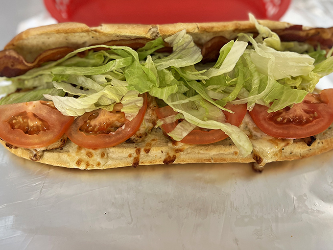 The classic hoagie in its natural splendor—a perfect ratio of bread to fillings. That lettuce isn't just garnish—it's the crunch ambassador to a sandwich kingdom.