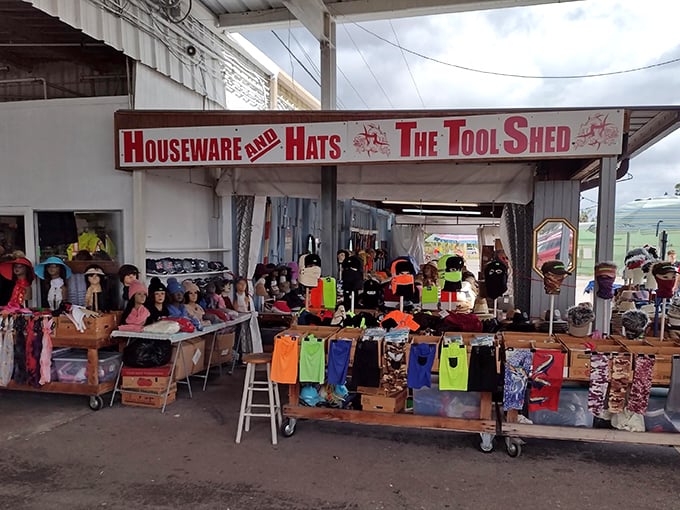 From practical housewares to statement hats, this booth has everything except boring prices.