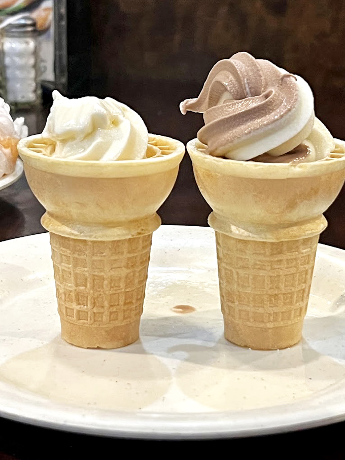 Soft-serve ice cream in waffle cones &ndash; childhood nostalgia meets grown-up indulgence, and suddenly you're eight years old with a driver's license.