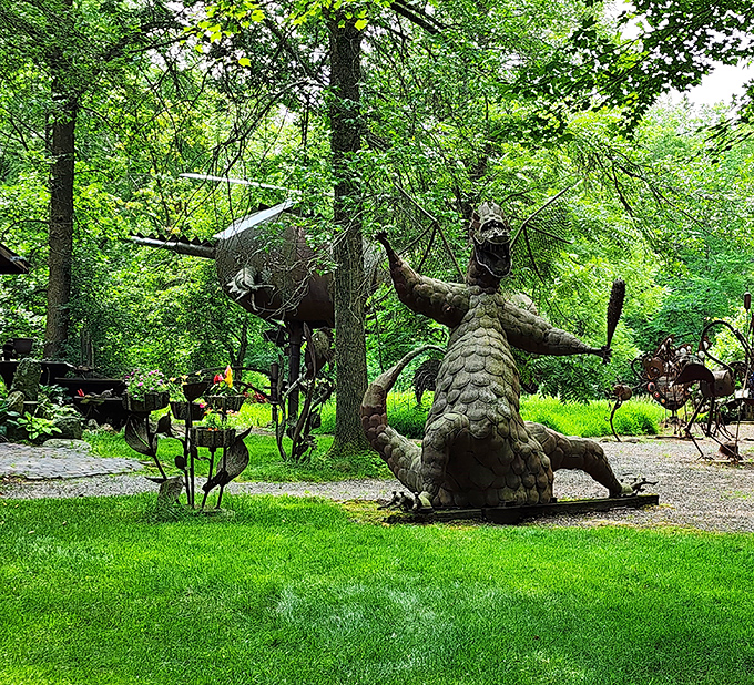 Another view of the magnificent marsh dragon, whose expressive face and detailed scales showcase extraordinary craftsmanship and imagination.