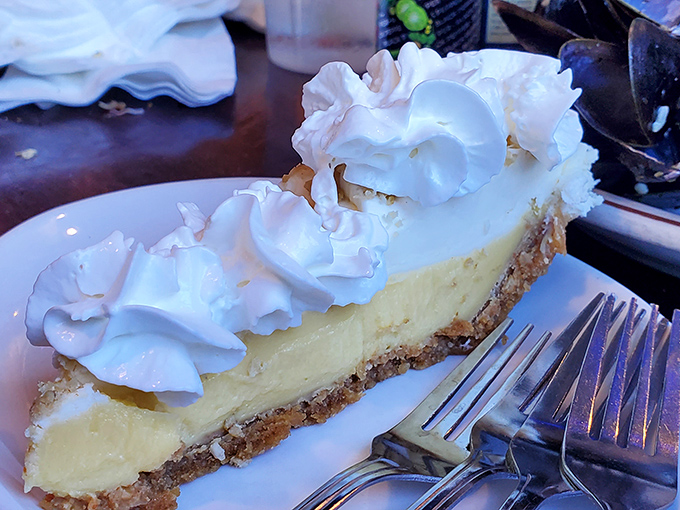 Key lime pie that strikes that perfect balance between sweet and tart, topped with clouds of whipped cream that dare you not to smile.