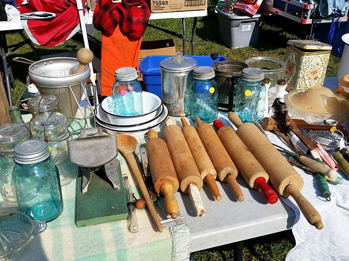 Vintage kitchen tools tell stories of countless meals prepared by generations past. Those rolling pins have flattened more pie dough than all the bakeries in Columbus combined.