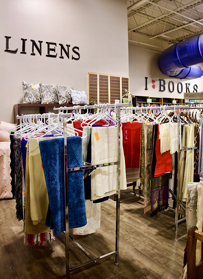 The linens section offers tablecloths and runners that could make even a card table look like it's ready for Thanksgiving dinner.