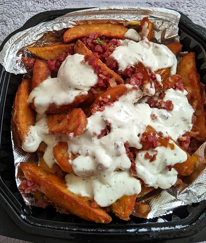 Loaded wedges that make regular fries wonder what they're doing wrong with their lives.