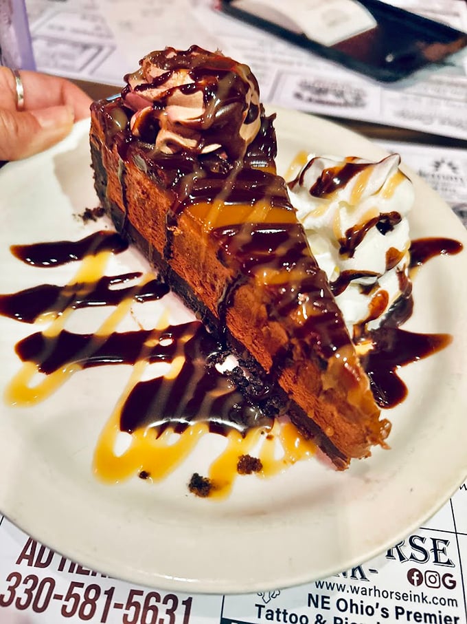 This isn't just chocolate pie &ndash; it's therapy on a plate. Caramel drizzles and whipped cream make this dessert worth every delicious calorie.