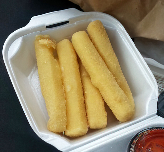 Mozzarella sticks that stretch for dramatic effect when pulled apart. Crispy armor protecting molten treasure within.