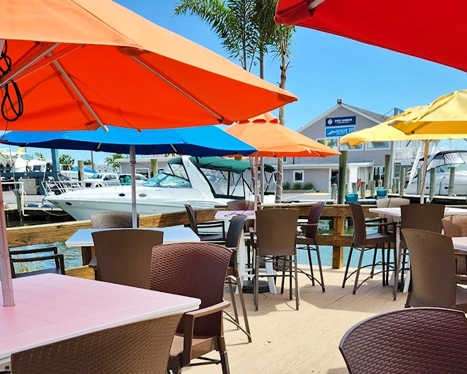 Waterfront dining with a side of boat envy. Nothing enhances seafood like watching the water it came from.