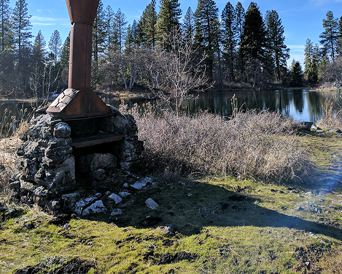 Stone fireplace or primitive altar to the gods of s'mores? Either way, it's hosted countless evening stories and perfectly charred marshmallows.