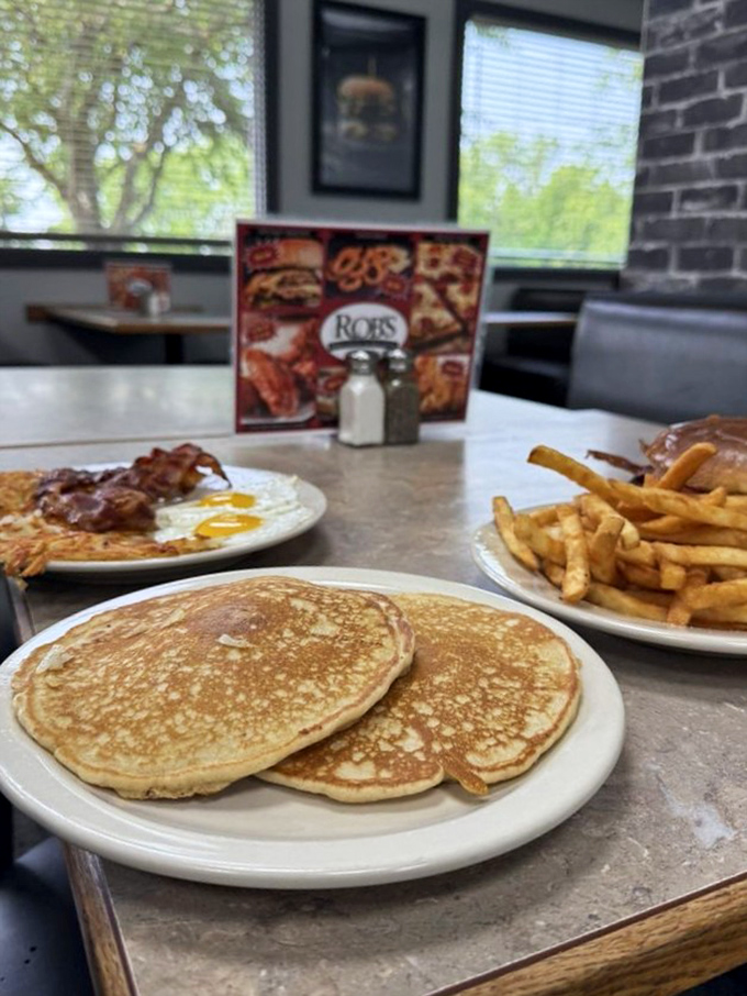 Pancakes with the perfect golden-brown hue that would make Midas jealous. Breakfast doesn't get more honest than this.