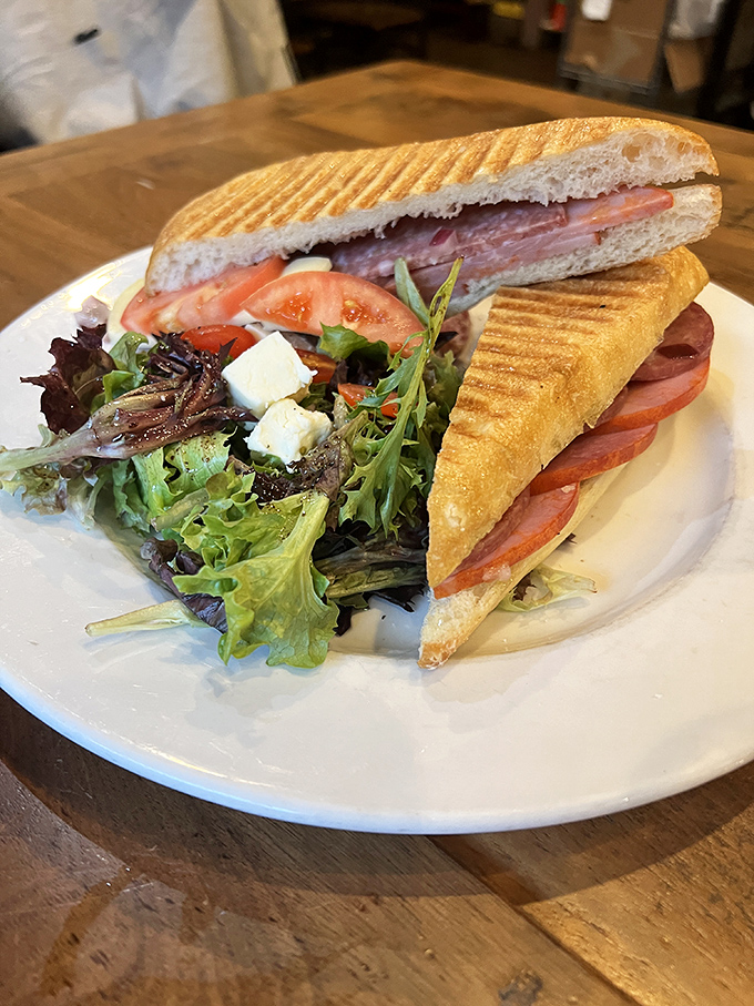 The panini that launched a thousand sighs. Crisp bread, quality meats, and a side salad that isn't just an afterthought.