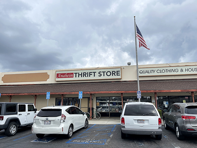 Even the parking lot speaks to the no-frills, all-thrills approach. The American flag waves over a temple of sustainable shopping.
