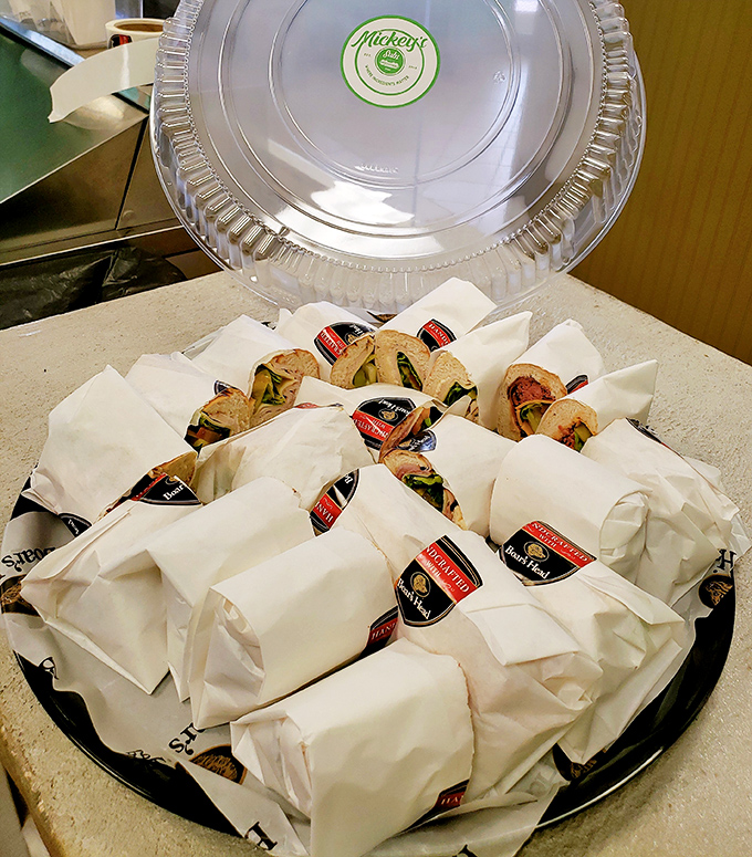 The party tray &ndash; Mickey's solution to being the unsung hero at your next gathering, where individually wrapped subs ensure everyone gets their moment of bliss.