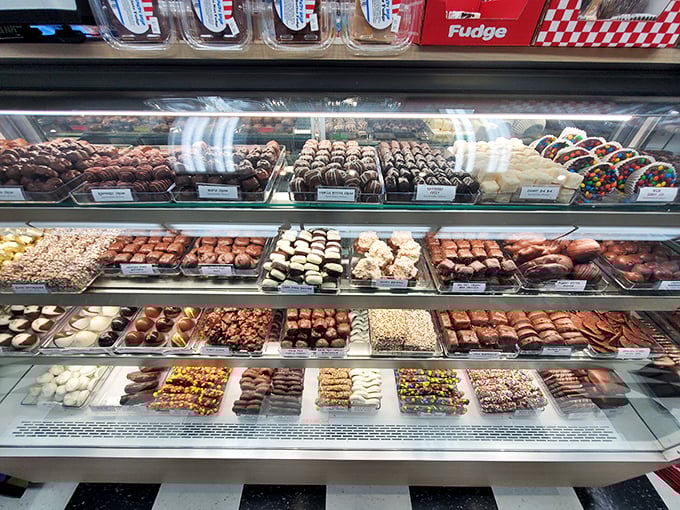 This chocolate display case should come with a warning label: "May cause involuntary drooling and temporary budget amnesia."