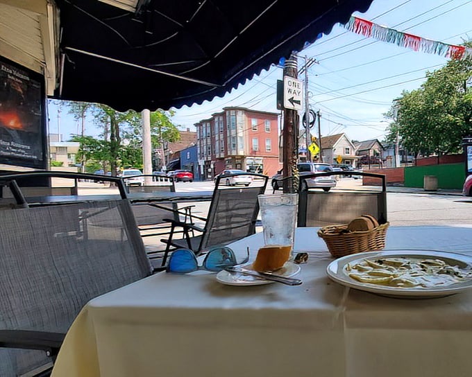 The patio offers front-row seats to Little Italy's street life &ndash; dinner and a show, Italian-style.