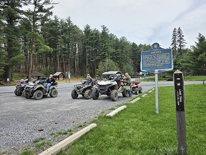 ATVs lined up like eager puppies waiting for a walk&mdash;except these puppies have engines and don't require pooper scoopers.