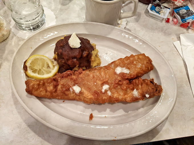 Golden-crusted fish that makes you wonder why anyone bothers with those fancy seafood places downtown.