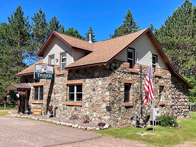 The Rock Garden Tavern stands nearby, offering refreshments for visitors whose minds have been thoroughly blown by concrete whimsy.