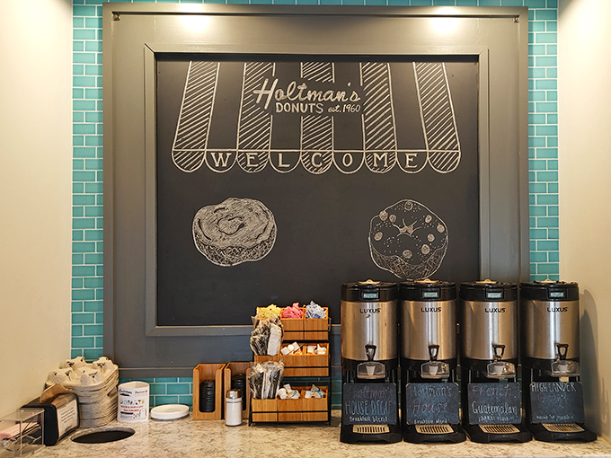 Where caffeine dreams come true. This coffee bar understands its supporting role in the grand theater of donut enjoyment.