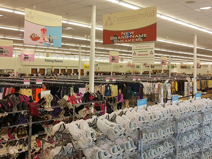 Shoe paradise where Cinderella would spend hours. From practical flats to those blue studded platforms you never knew you needed.