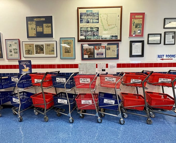 These trusty carts stand ready for serious collectors and "just browsing" folks who leave with treasures.