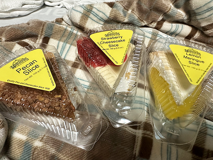 Triangular slices of happiness, individually packaged for immediate consumption. The pecan, strawberry, and lemon trio&mdash;a perfect dessert flight.