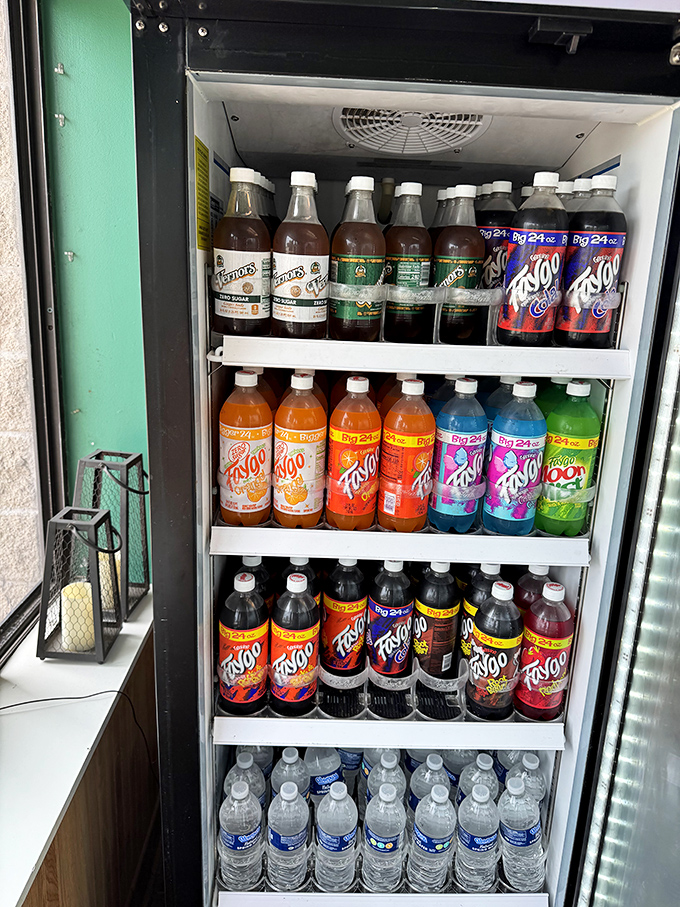 The beverage cooler offers a rainbow of Faygo pops&mdash;the perfect Michigan-made companion to wash down your savory pasty adventure.
