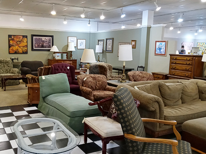 The furniture showroom feels like visiting a stylish friend's living room&mdash;if that friend collected sofas from every decade since 1950.