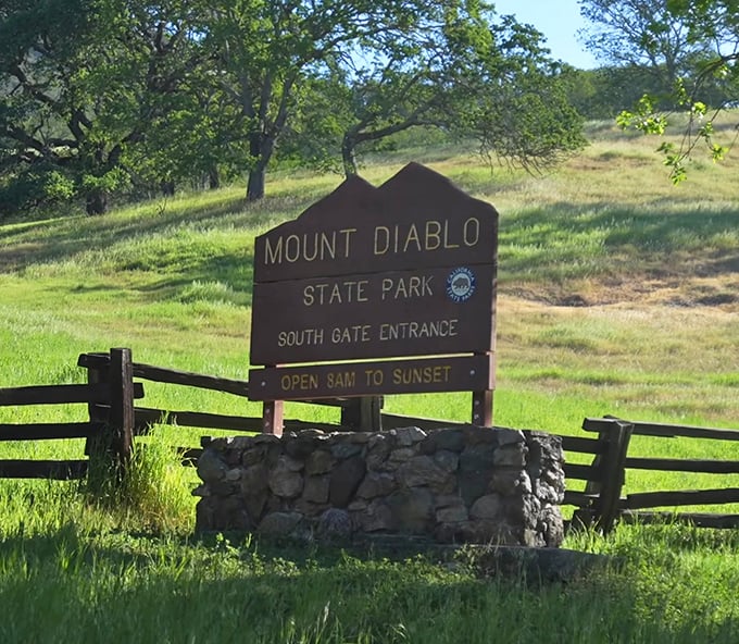 The South Gate entrance sign&mdash;your official invitation to leave behind traffic jams and enter a world where cell reception is spotty but views are perfect.