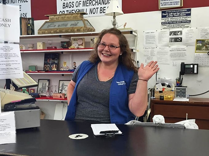 The friendly face of thrift store magic. These dedicated staff members know their inventory like a sommelier knows their wine cellar.