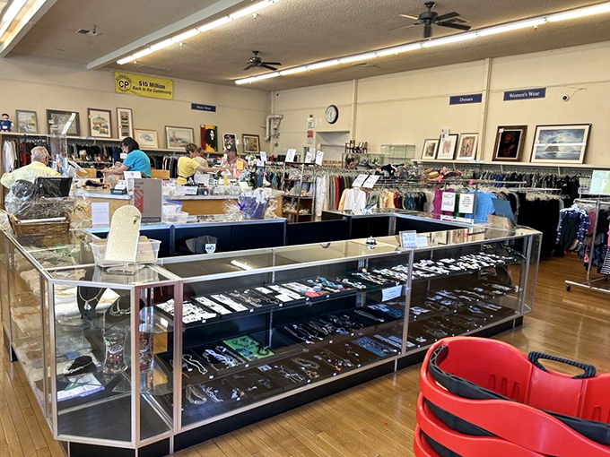 The jewelry counter gleams with potential anniversary gifts, statement pieces, and those perfect earrings you didn't know you needed until now.