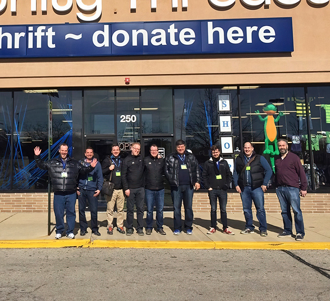 Community supporters gather outside the store, proving that thrifting isn't just shopping&mdash;it's a movement with passionate advocates.