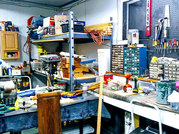 The workshop area &ndash; where DIY dreams are born and where that mysterious tool you've needed exactly once in your life is waiting.