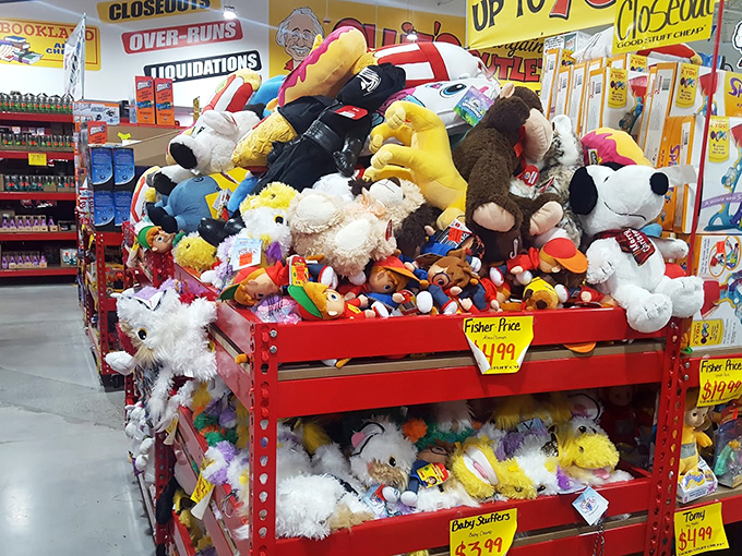 Stuffed animal bonanza! This mountain of plush friends is every child's dream and every parent's storage nightmare.