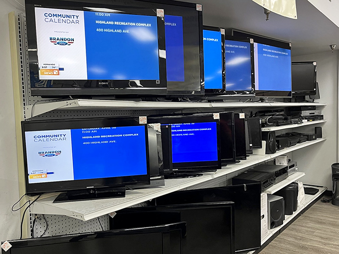 The TV section: where yesterday's technology awaits tomorrow's nostalgic collector. Perfect for guest rooms, garages, or vintage gaming setups.