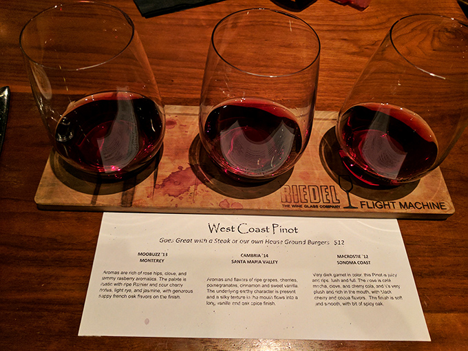 Wine flights: where indecision becomes a virtue and "I'll just have one glass" transforms into a delightful exploration of California vineyards.