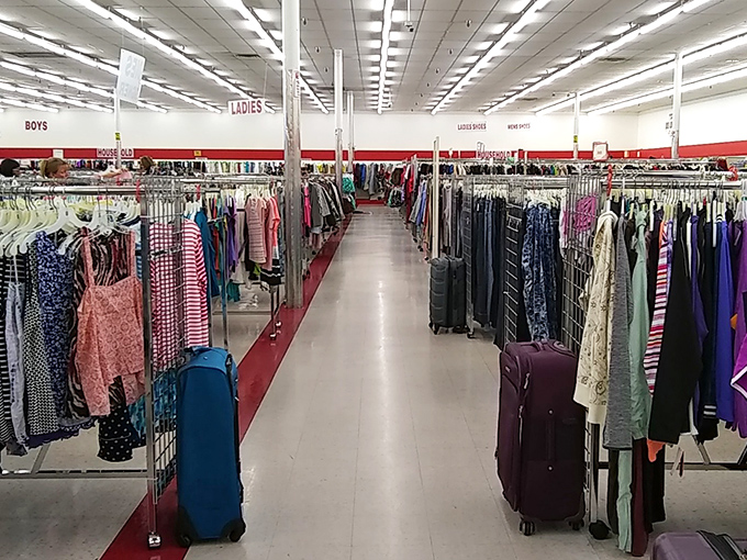 Fashion democracy in action&mdash;racks upon racks of possibilities. The women's section offers everything from casual to cocktail attire.