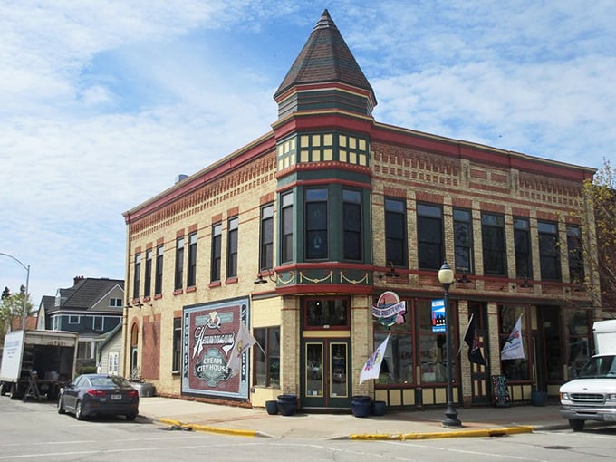 Algoma&rsquo;s Cream City House stands proud! That turret says, 'History lives here,' and it's captivating. A real architectural treat!