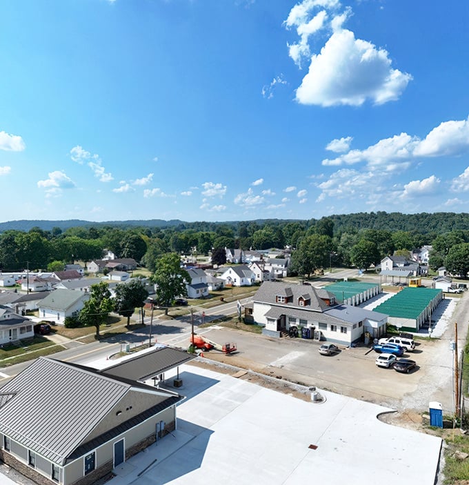 Country road, take me home! Baltic's quiet streets and white church steeple create a scene of perfect small-town tranquility.