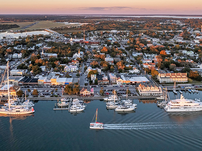 Beaufort's harbor view could make even landlubbers dream of setting sail, with boats bobbing like toys in a perfect bathtub.