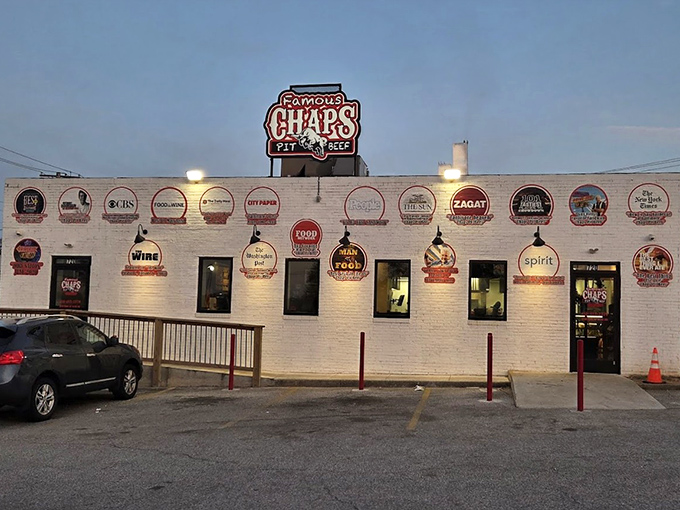 Wall of fame, plate of heaven. Chaps' award-covered building has earned every accolade through decades of pit beef perfection.