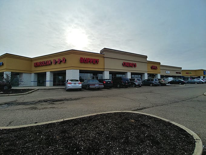 Cheng's Buffet & Grill anchors this shopping center with the promise of endless Chinese favorites.