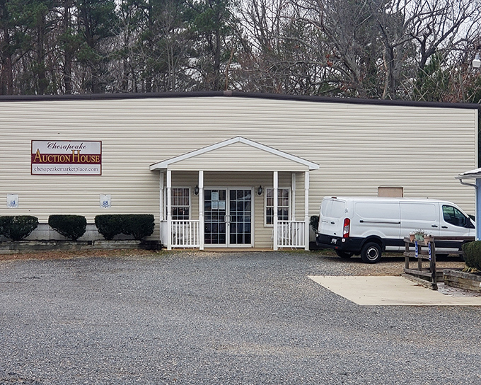 Chesapeake MarketPlace's elegant exterior hints at the curated treasures waiting inside &ndash; flea market shopping with a touch of class.