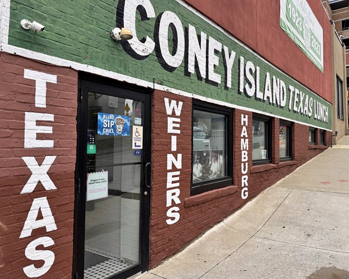 Coney Island Lunch's bold red and green exterior stands out in Scranton – a colorful promise of the flavorful dogs waiting inside.
