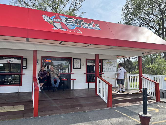 Effee's covered porch&mdash;where ice cream dreams and small-town conversations happen in perfect harmony.