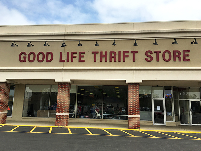 Good Life Thrift Store's simple exterior belies the organized wonderland of bargains waiting just beyond those glass doors.